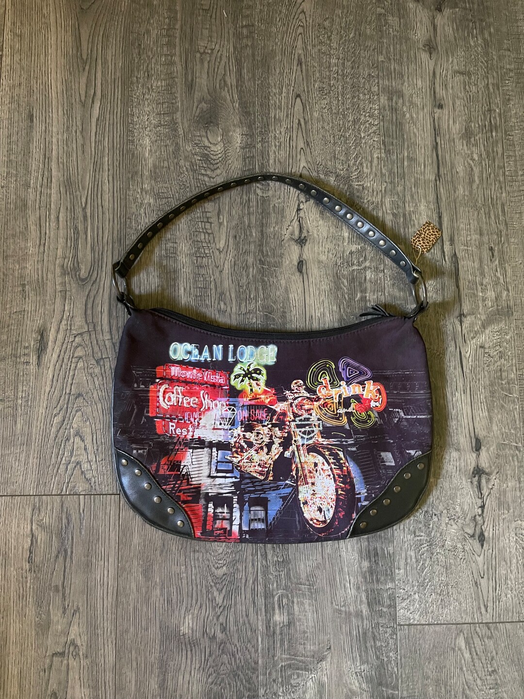 Y2K Harley Davidson Motorcycle Black Satchel Handbag With Rhinestone ...