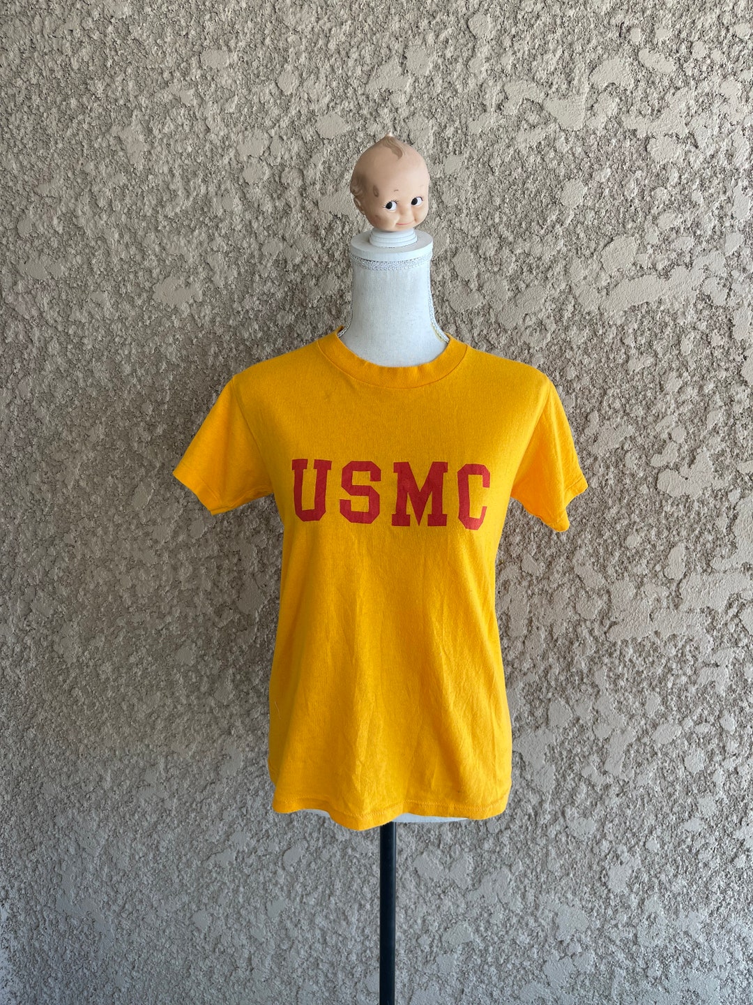 Vintage 80s USMC Yellow T-shirt, United States Marine Corp T-shirt ...
