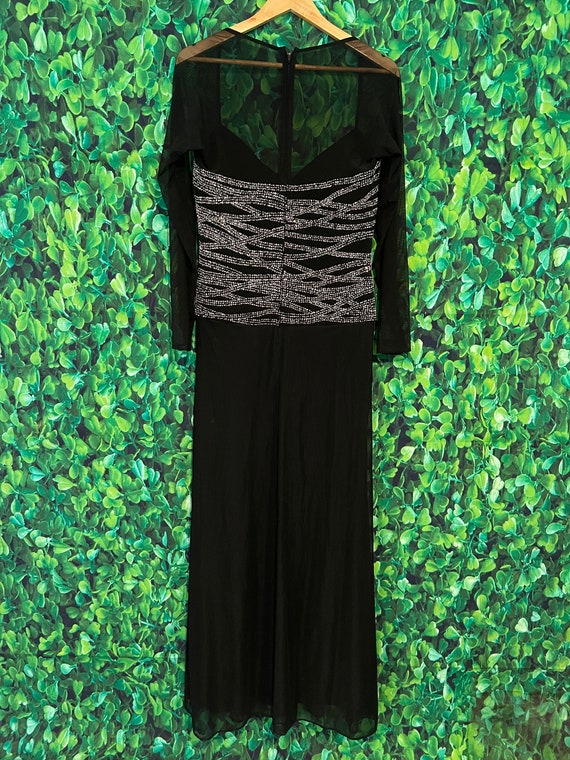 Vintage Tadashi Black Illusion Sheer Black Beaded Bod… Gem