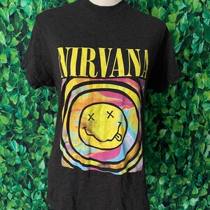 Nirvana Trippy Smiley Face Crew Neck T-shirt, Women's Size Medium - Etsy