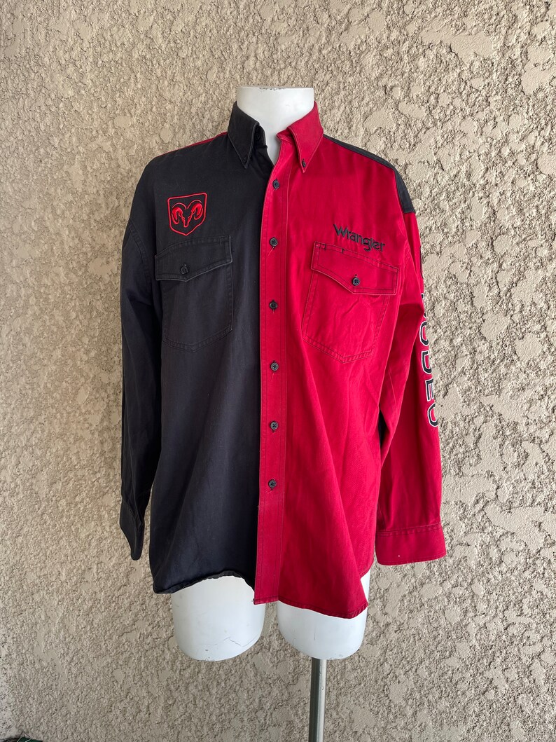 Vintage Dodge Ram Rodeo Series Embroidered Red and Black Long Sleeve ...