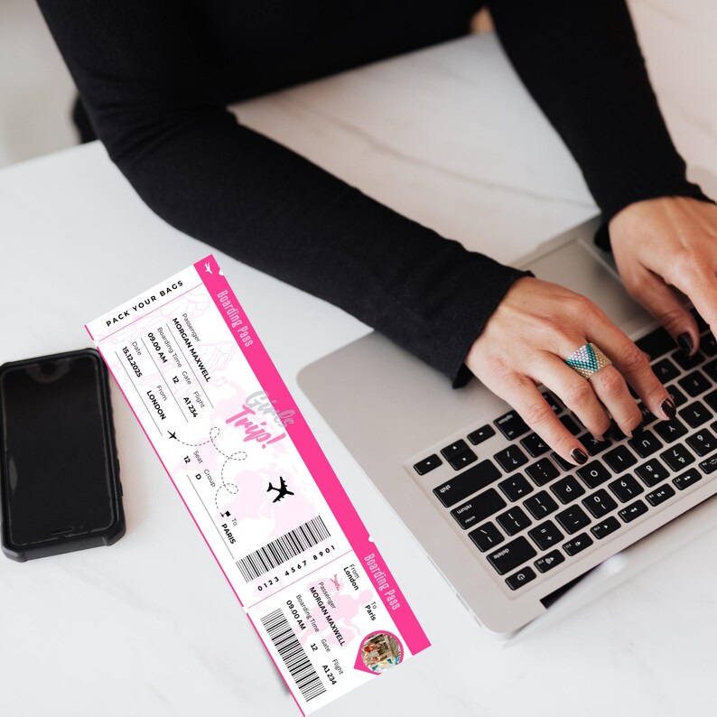 Editable Boarding Pass Template for Girls Trip – Surprise Travel Gift ...