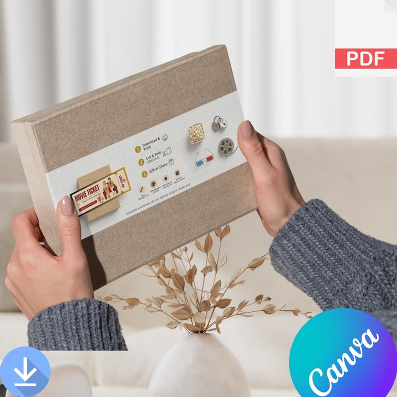 Editable Movie Ticket Gift Template, Birthday Surprise Reveal Voucher ...