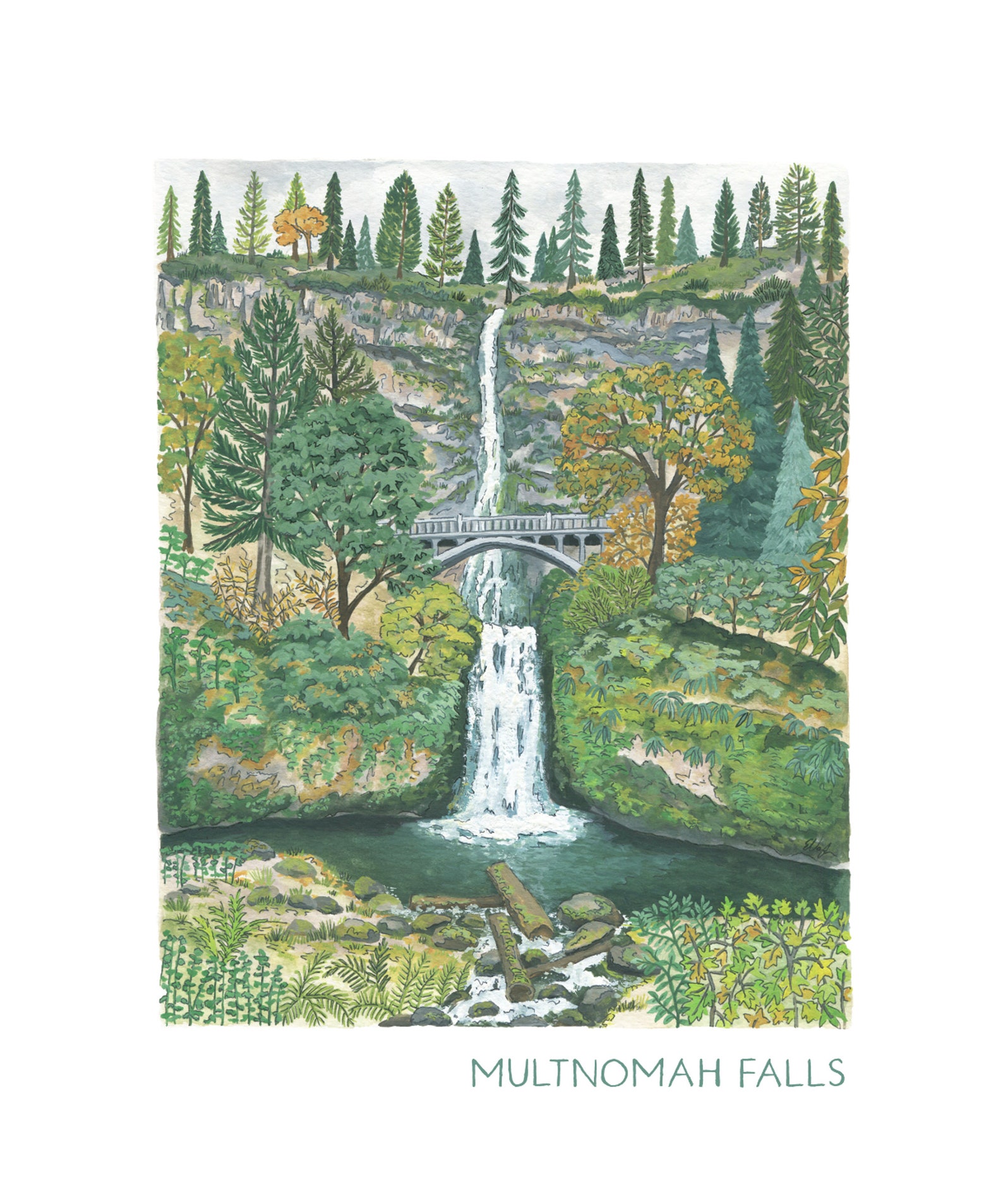 Multnomah Falls Art Print - Etsy
