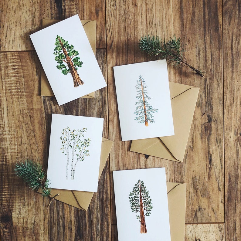 Mini Tree Cards pack of 4 or Singles - Etsy