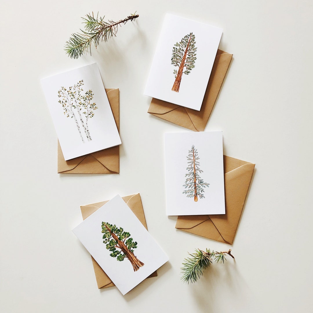 Mini Tree Cards (pack of 4 or Singles) - Etsy