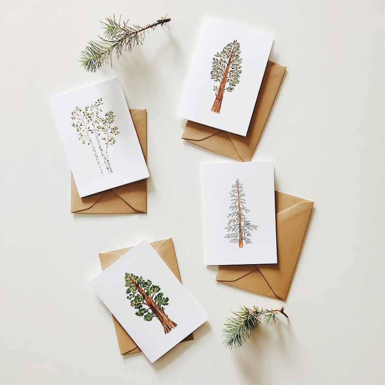Mini Tree Cards pack of 4 or Singles - Etsy