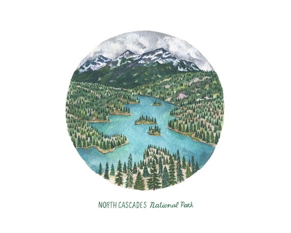 North Cascades National Park 8x10 Circle Print | Etsy
