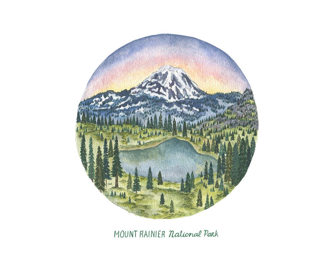 Mount Rainier National Park- 8x10 Circle Print - Etsy