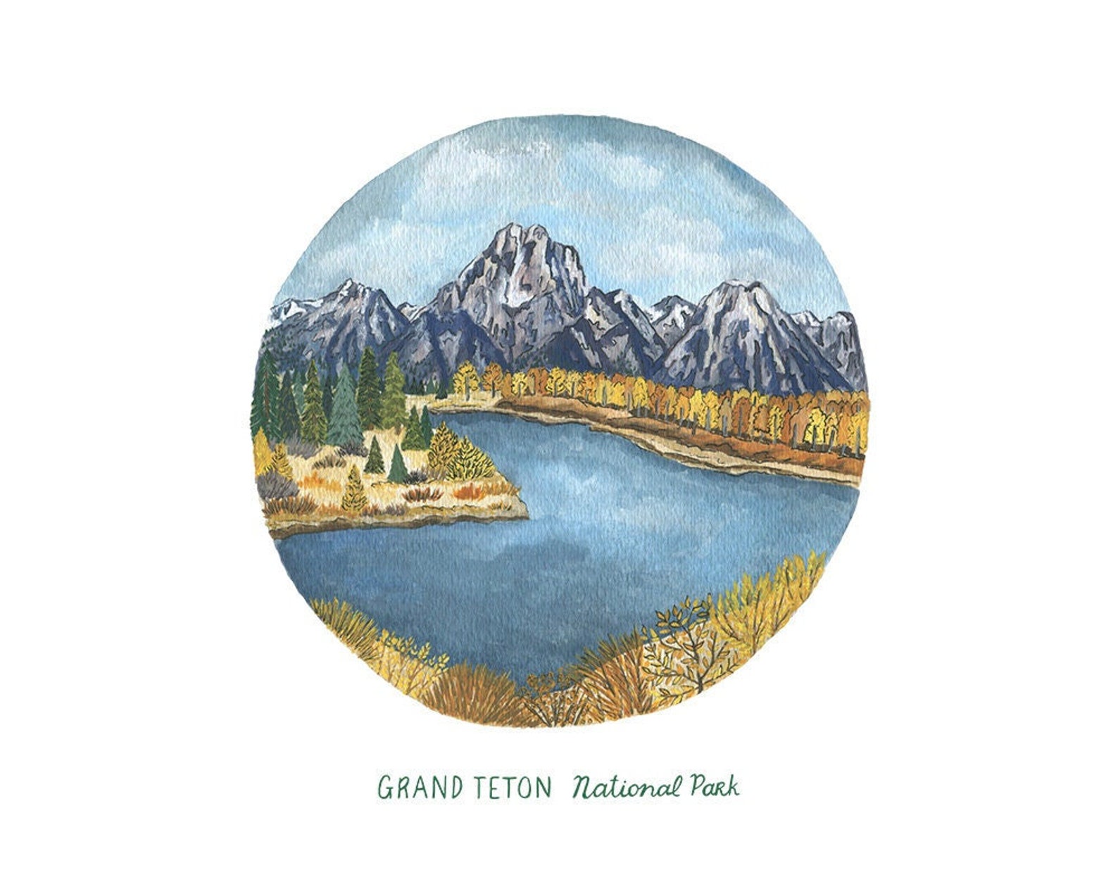 Grand Teton National Park 8x10 Circle Print | Etsy