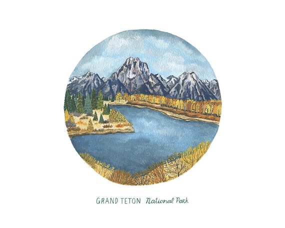 Grand Teton National Park 8x10 Circle Print | Etsy