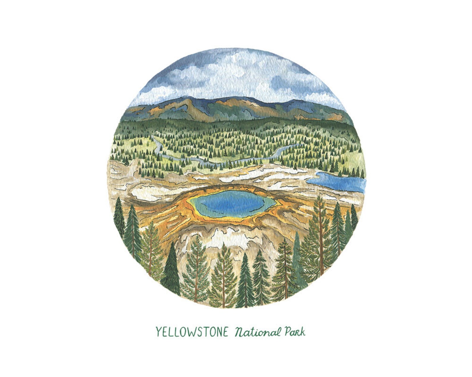 Yellowstone National Park 8x10 Circle Print - Etsy