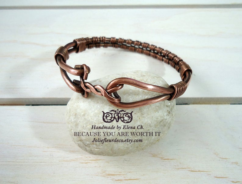 Men Copper Bracelet Copper Men Bangle Unisex Woven Wire Wrapped Jewelry ...
