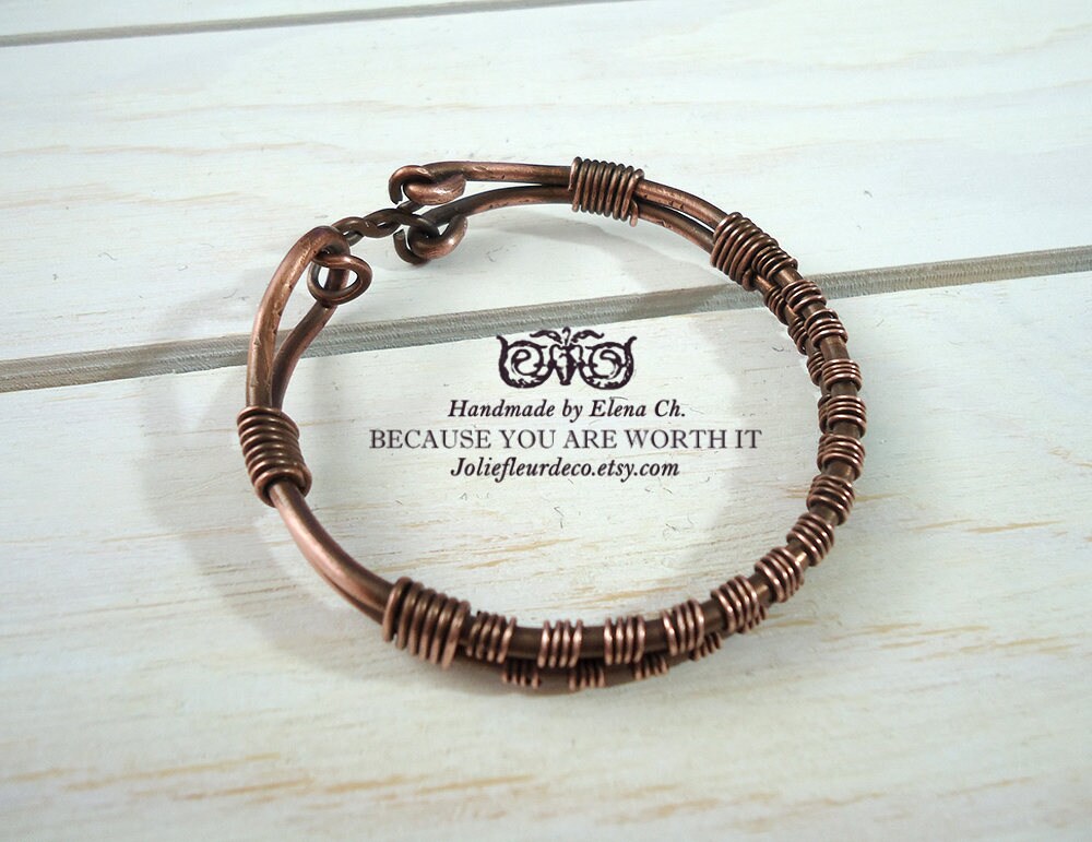 Men Copper Bracelet Copper Men Bangle Unisex Woven Wire Wrapped Jewelry ...