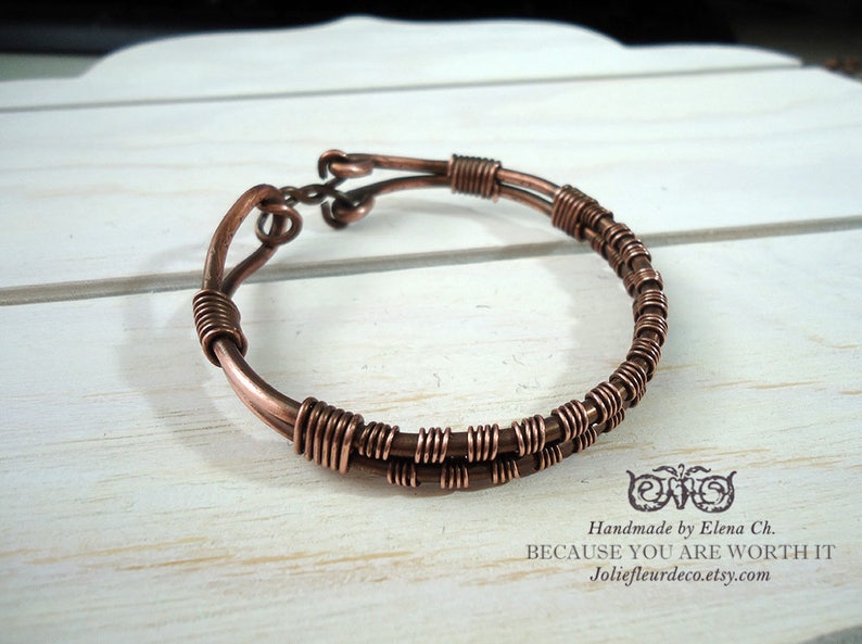 Men Copper Bracelet Copper Men Bangle Unisex Woven Wire Wrapped Jewelry ...