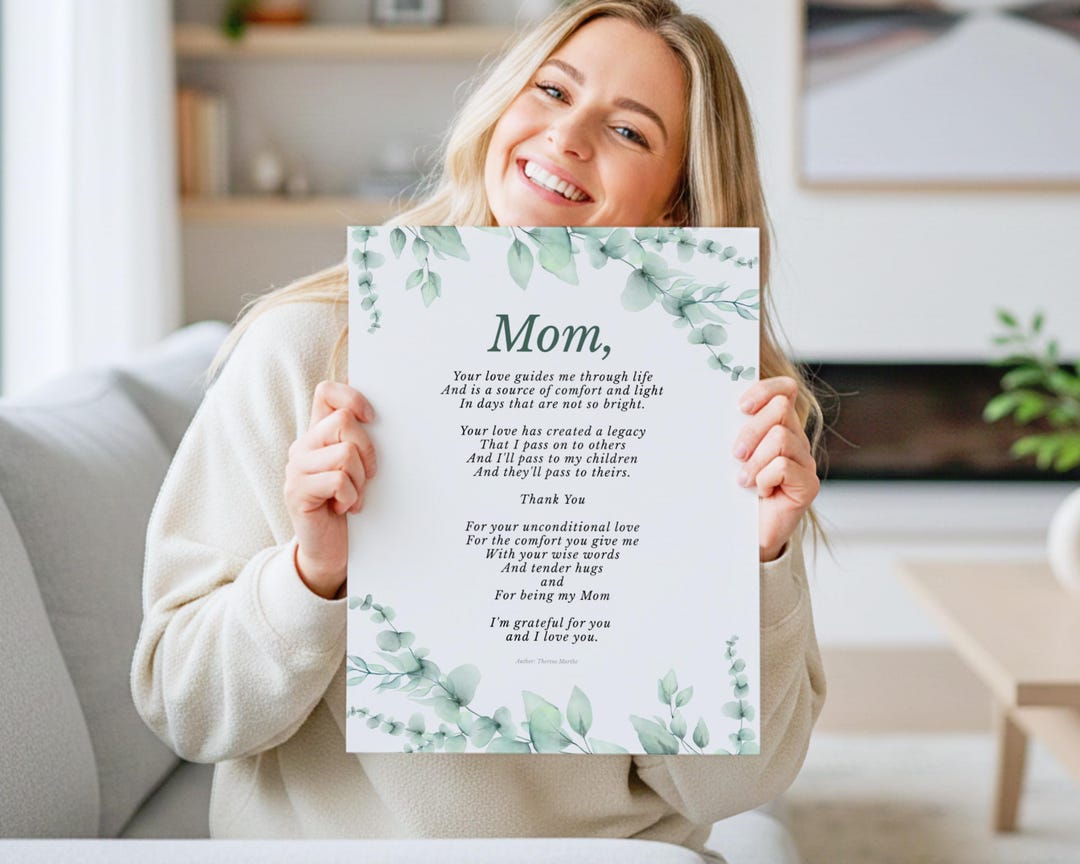 Meaningful Mother's Day Poem Poster, Sentimental Quote Keepsake Gift ...