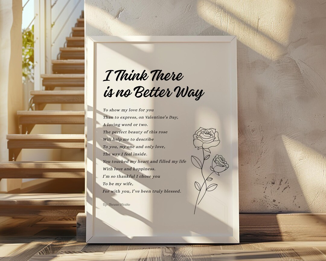 Rose Poem Message for Wife, Gift From Husband, Love Poetry Printable ...
