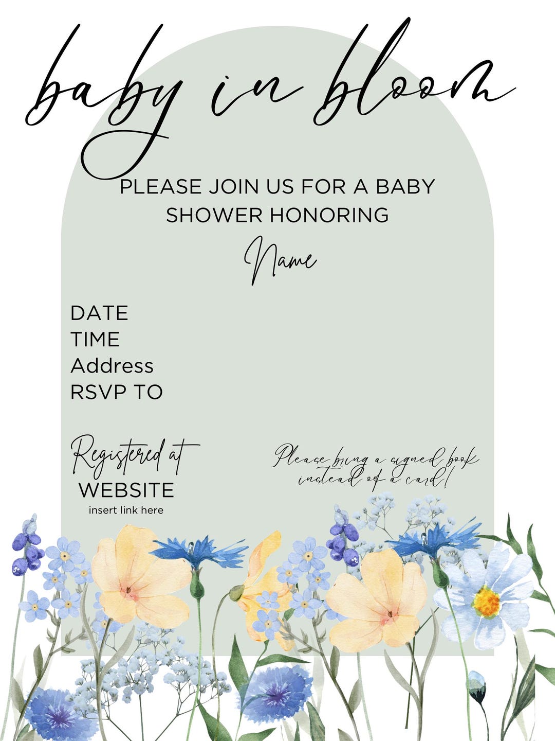Baby in Bloom BOY Baby Shower Signage - Editable - Etsy