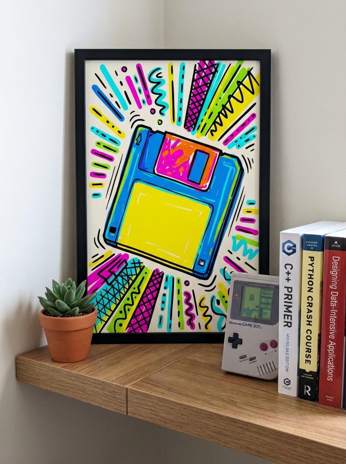 Retro Floppy Disk Art Print | 90s Computer Wall Art | Memphis Style ...