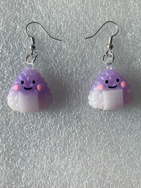 Adorable Purple Kawaii Rice Ball Onigiri Earrings FREE - Etsy