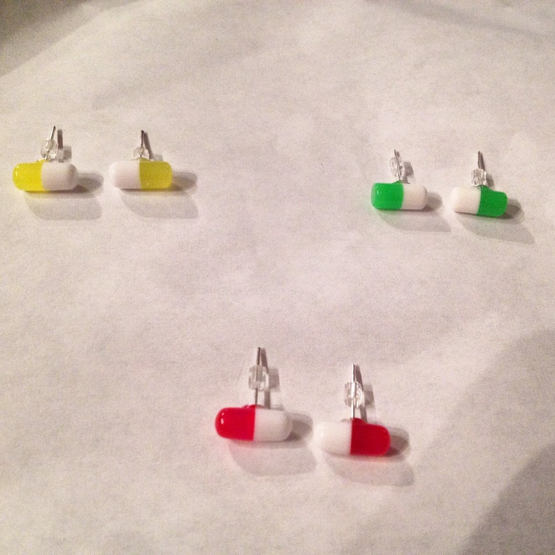 Happy Pills Post Earrings | Etsy