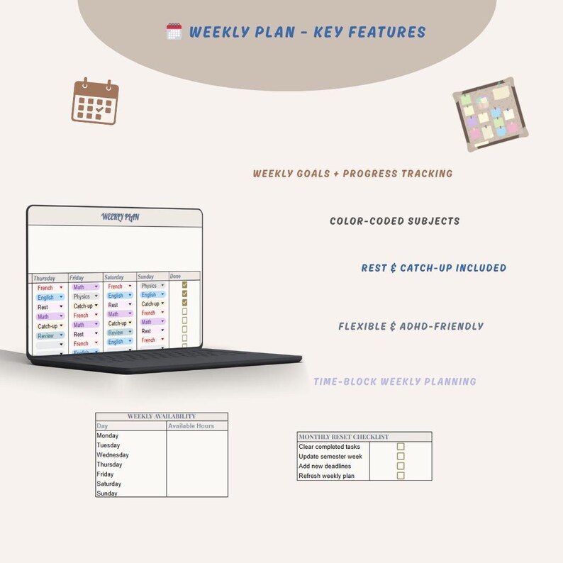 2026 ADHD Student Planner | Google Sheets Study Planner | Assignments ...