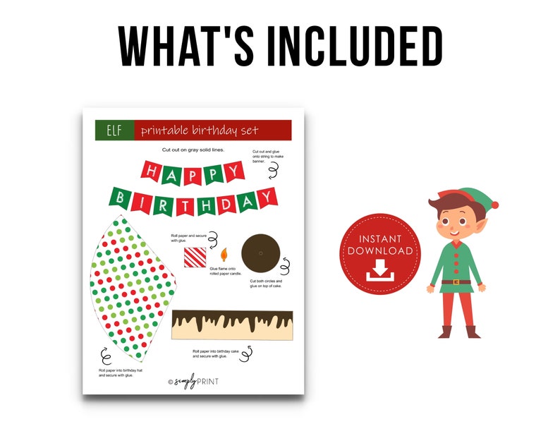 Elf Printable Happy Birthday Kit - Printable Elf Props, Printable Elf ...