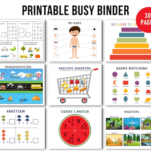 Printable Busy Book for Pre-k and Kindergarten Printables for | Etsy Canada