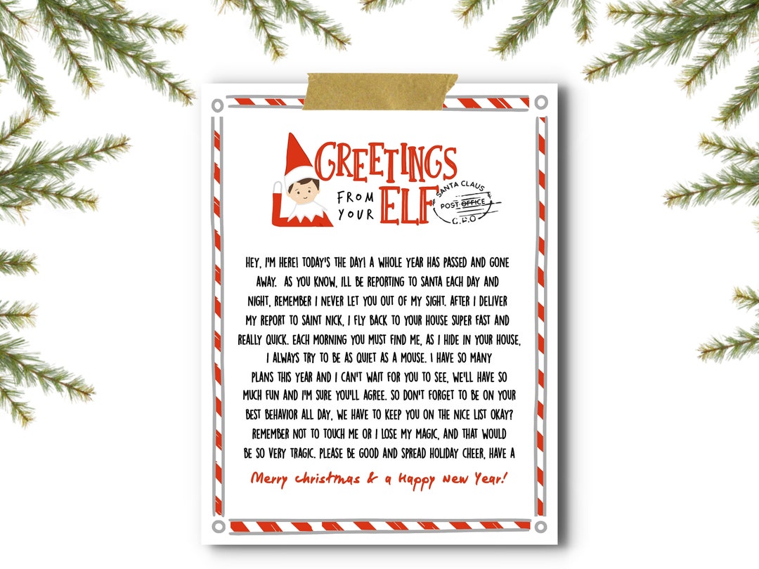 Returning Elf Arrival Letter Printable, Elf Arrival Note, Greetings ...