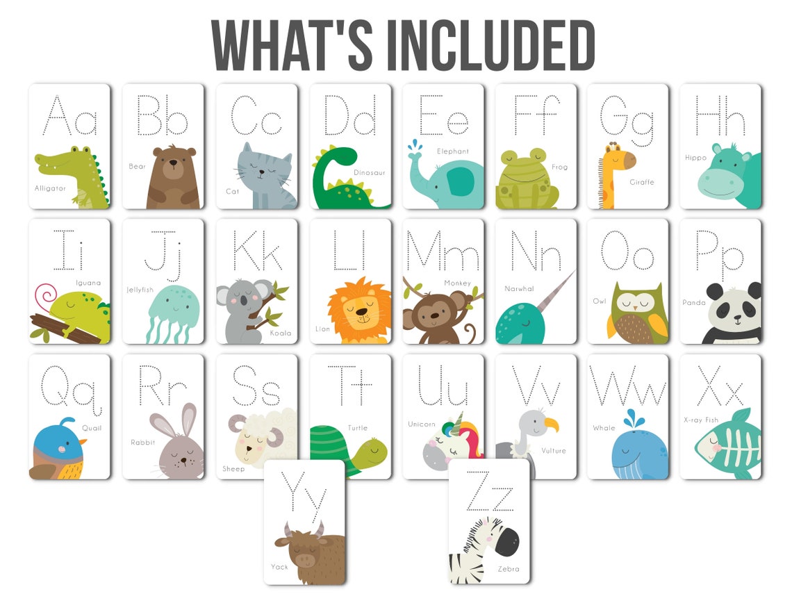 Printable Alphabet Flashcards Animal Alphabet Printable - Etsy