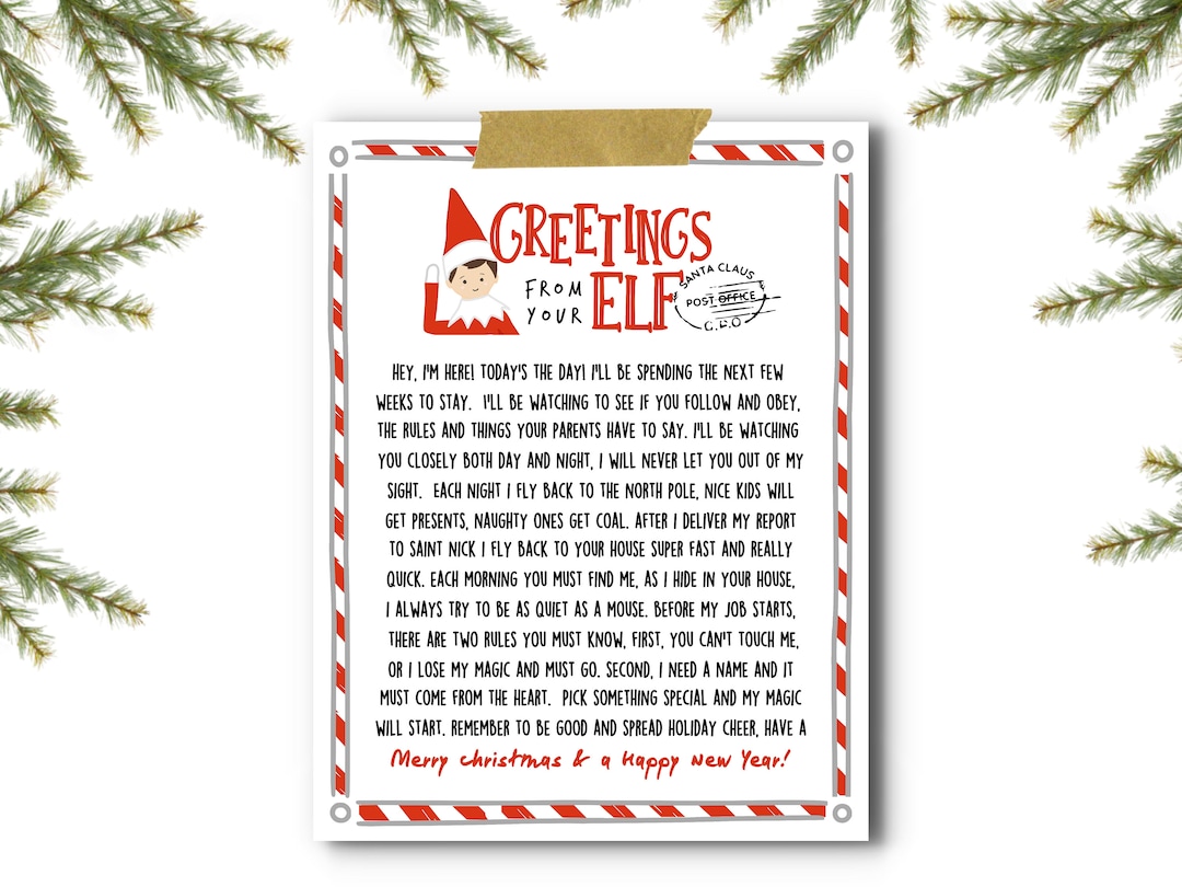Elf Arrival Letter Printable, Elf Arrival Note, Greetings From Your Elf ...