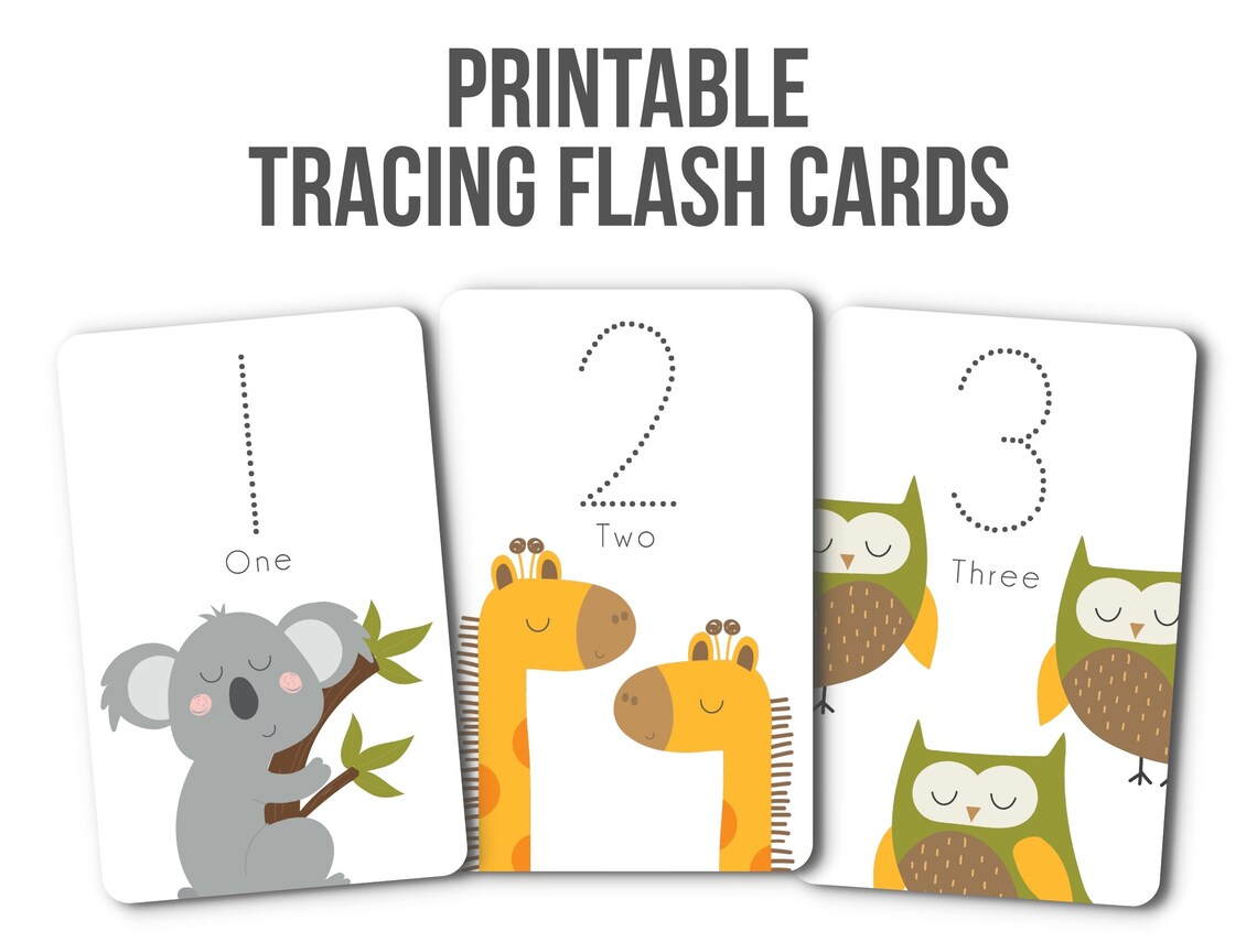 Printable Number Flashcards Animal Number Cards Printable - Etsy