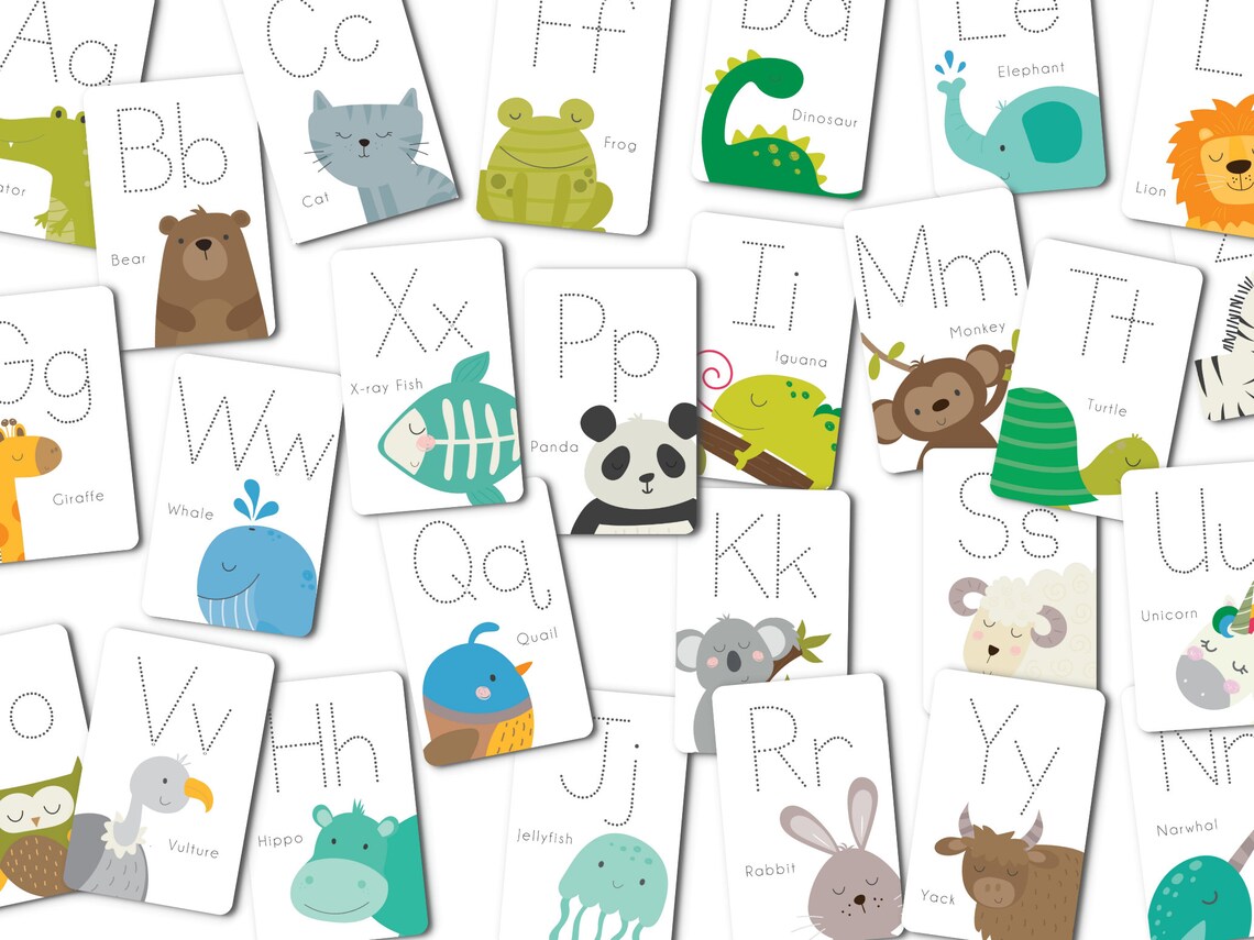 Printable Alphabet Flashcards Animal Alphabet Printable - Etsy