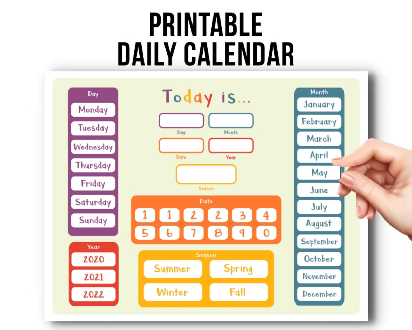 Printable Daily Calendar for Kids, Printables for Kids, Printable Busy ...