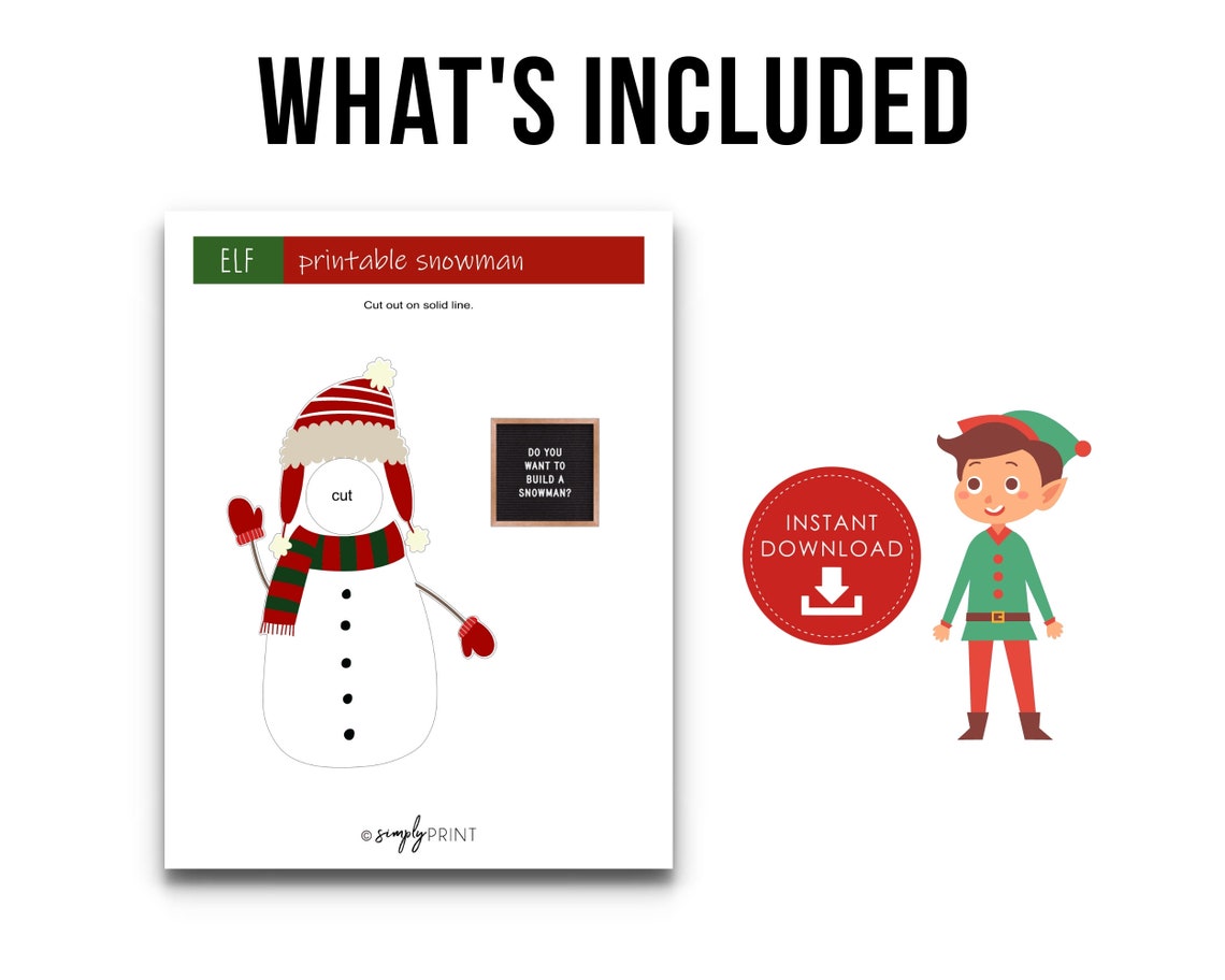Elf Printable Snowman Prop Printable Elf Props Printable | Etsy