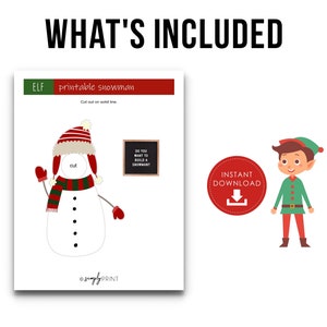 Elf Printable Snowman Prop - Printable Elf Props, Printable Elf Outfit ...