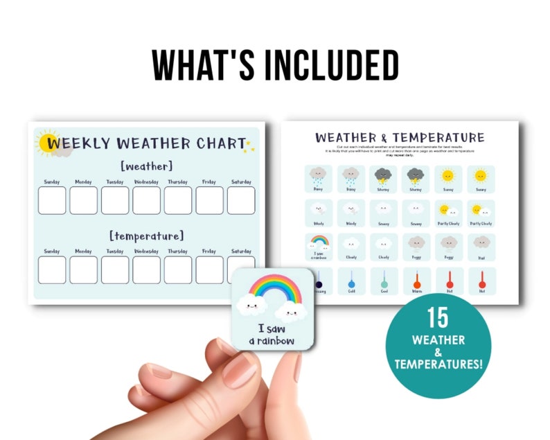 Printable Weekly Weather Chart for Kids Printables for Kids | Etsy