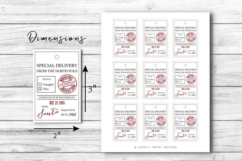 Printable North Pole Christmas Gift Tags Printable Christmas | Etsy