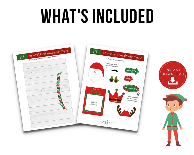 Elf Printable Photo Booth Set Printable Elf Props Printable - Etsy