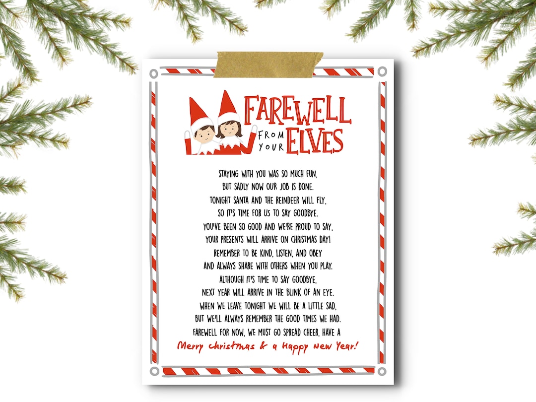 Elf Goodbye Letter Printable, Elf Goodbye Note, Farewell From Your Elf ...