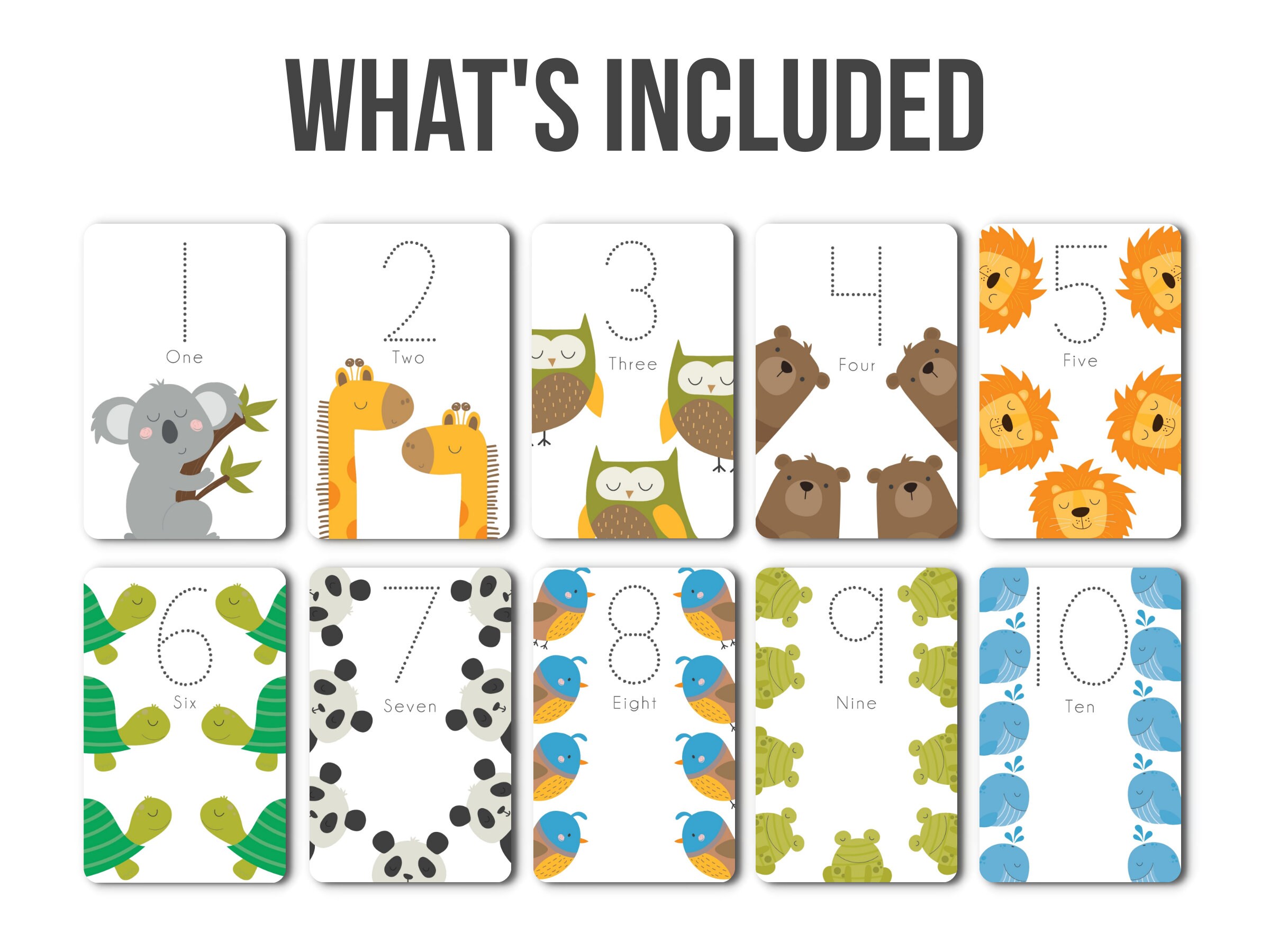 Printable Number Flashcards - Animal Number Cards, Printable Number ...