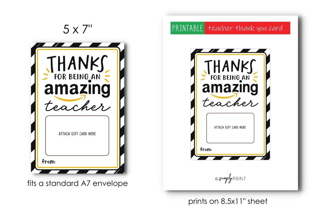 Printable Thank You Gift Card Holder Printable Thank You - Etsy