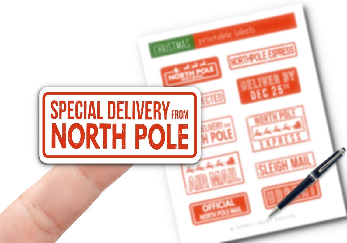 Printable North Pole Shipping Labels Printable Christmas - Etsy
