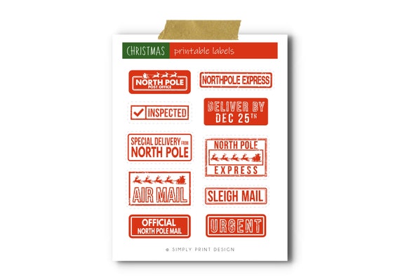 Printable North Pole Shipping Labels Printable Christmas | Etsy