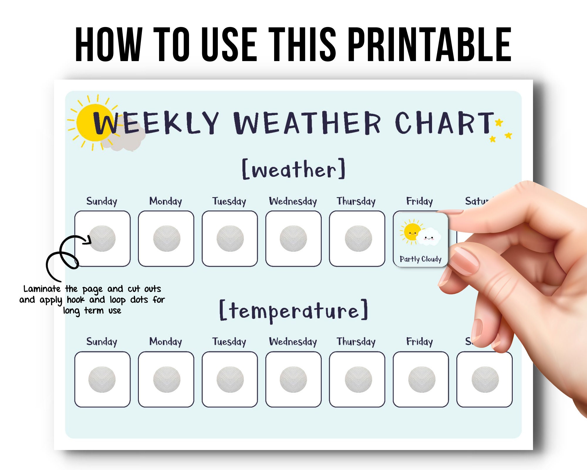 Printable Weekly Weather Chart for Kids Printables for Kids - Etsy