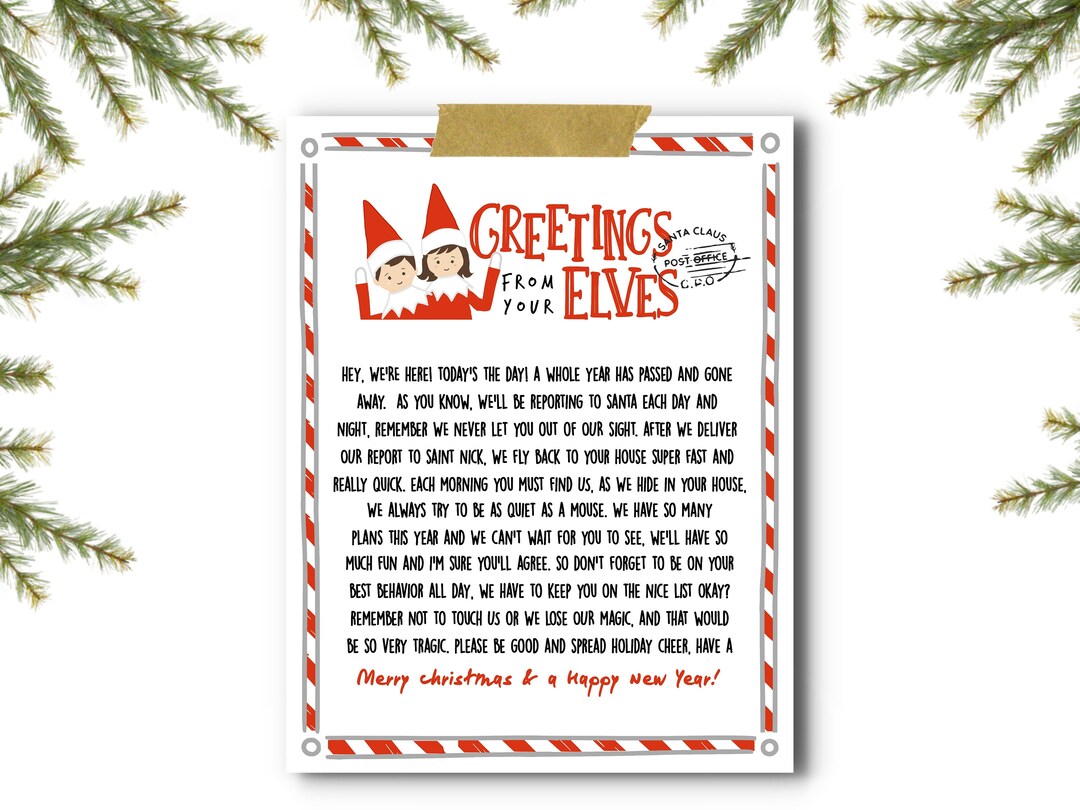 Returning Elf Arrival Letter Printable, Elf Arrival Note, Greetings ...
