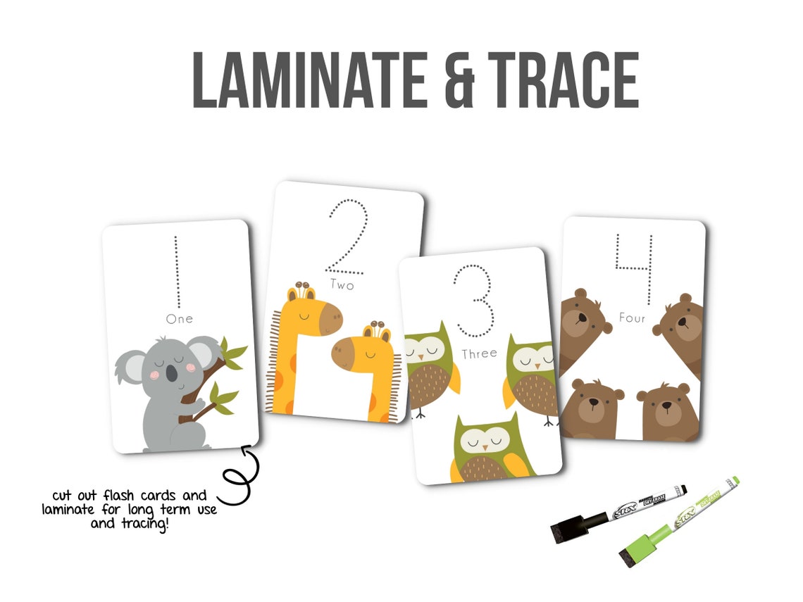 Printable Number Flashcards Animal Number Cards Printable - Etsy