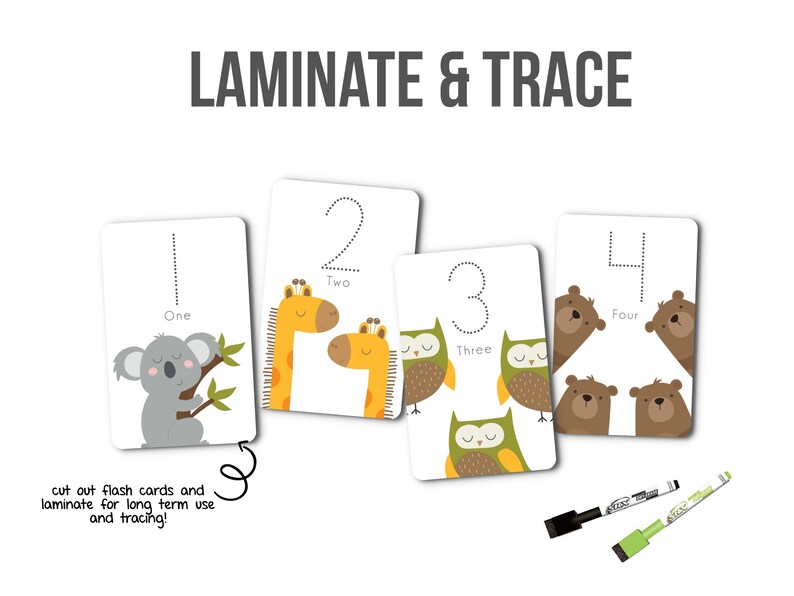 Printable Number Flashcards - Animal Number Cards, Printable Number ...