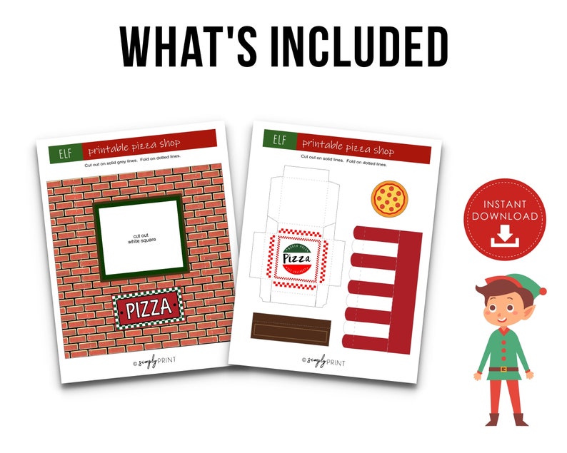 Elf Printable Pizza Shop Set - Printable Elf Props, Printable Elf ...