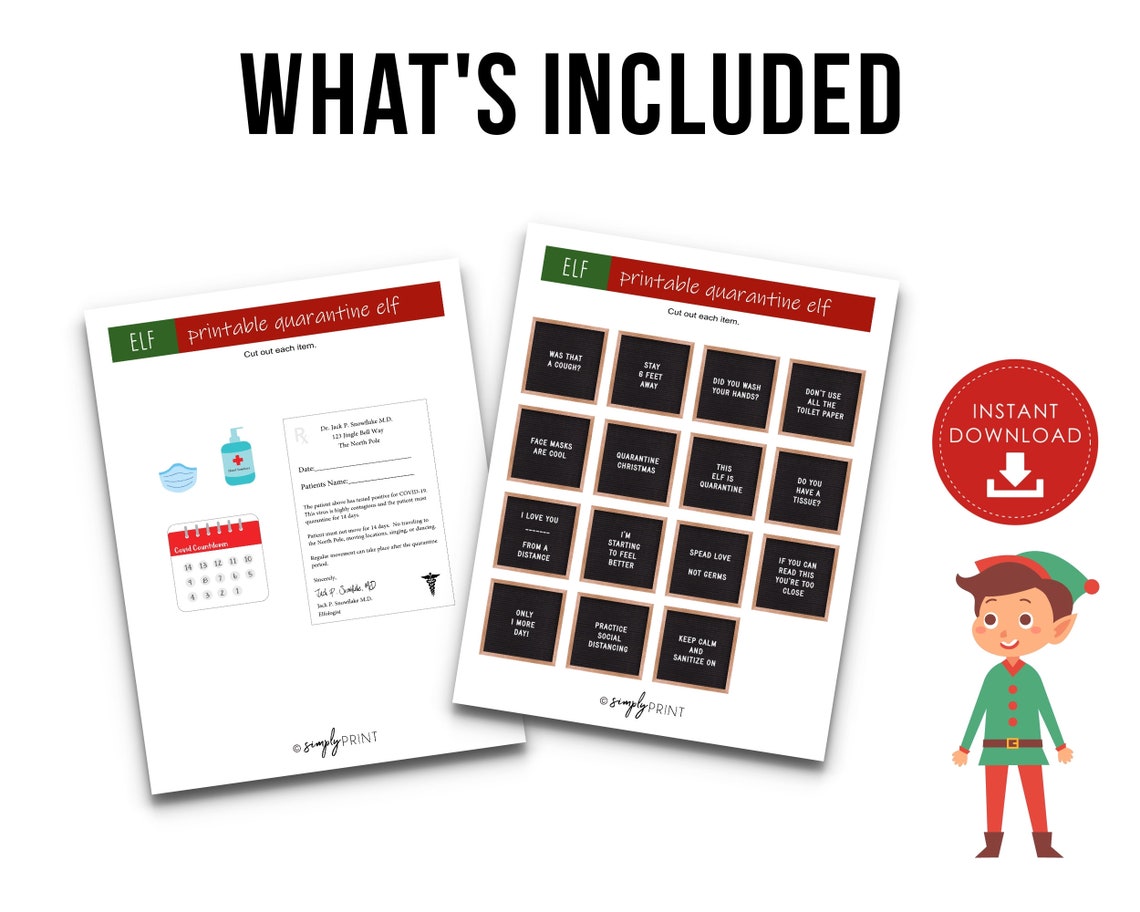 Elf Printable Quarantine - Printable Elf Prop, Printable Elf ...